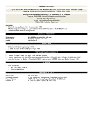 Sushil Kumar Jain resume (National) mod 3 (2) | DOC | Construction Industry | Industries