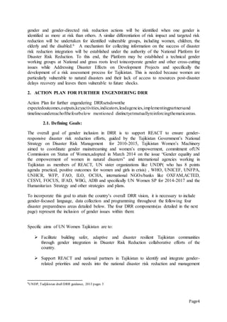 Action Plan for further engendering DRR through REACT operations - re ...