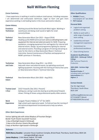 Neill CV September 2014 | PDF