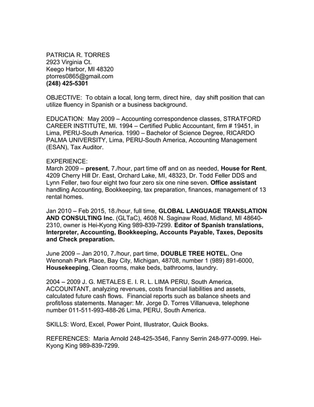 ResumeTorresPatricia072415 | DOC