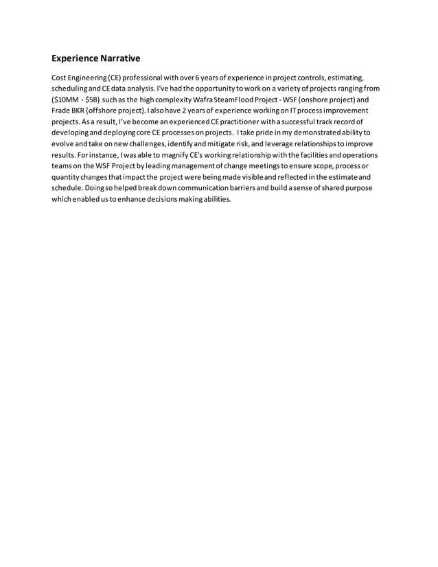 Experience Narrative Ver2 Pdf