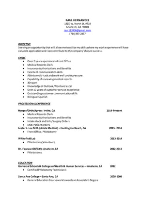 Raul Hernandez Resume | PDF