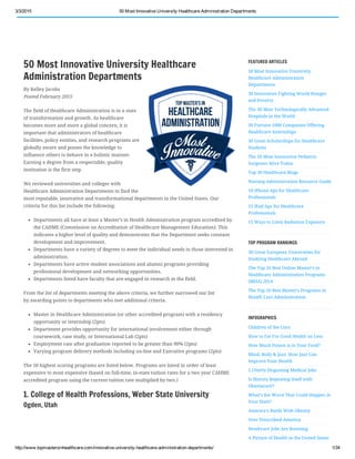 50 Most Innovative University Healthcare Administration Departments | PDF