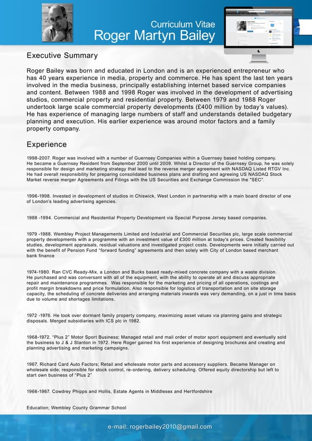 Roger Bailey CV | PDF