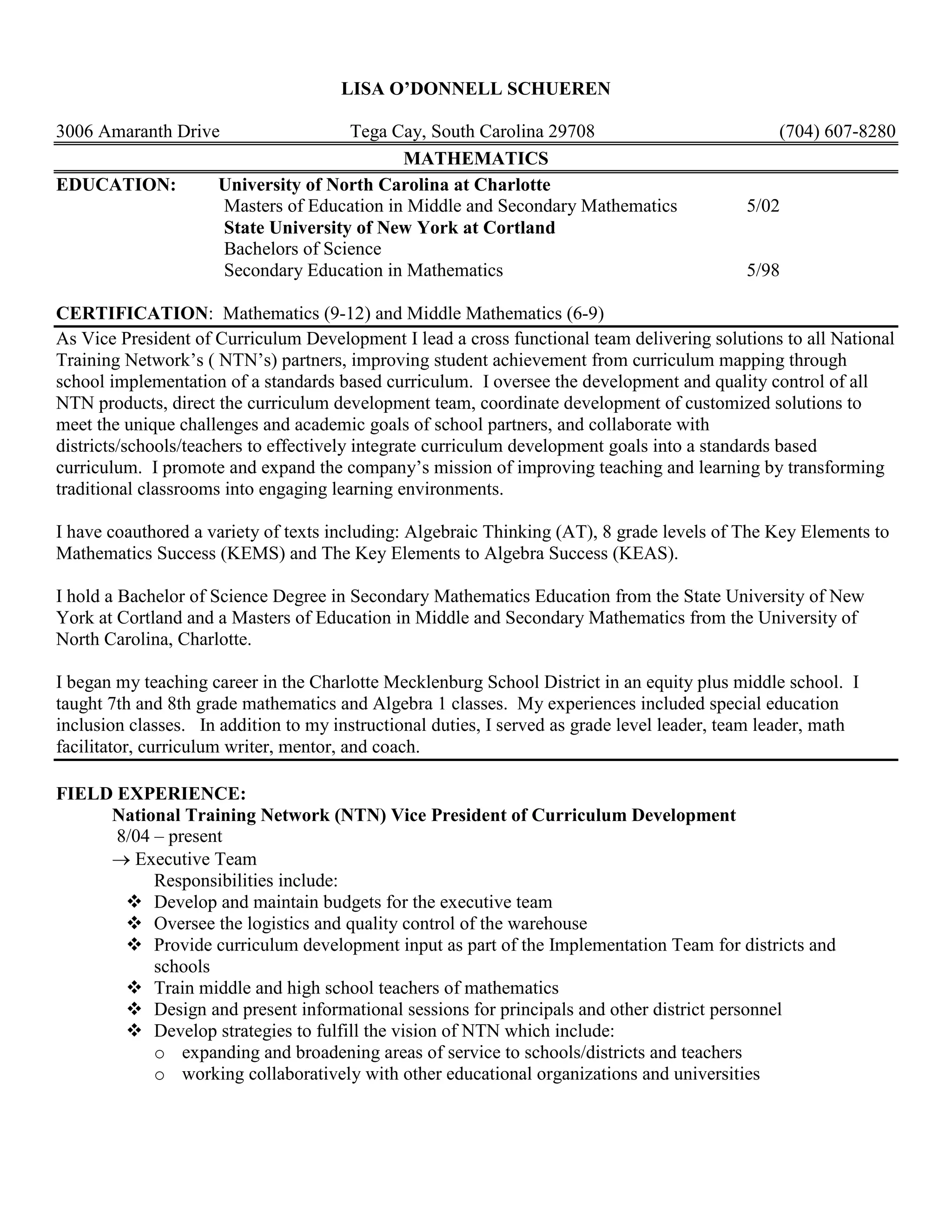 Lisa Schueren's Resume- | PDF