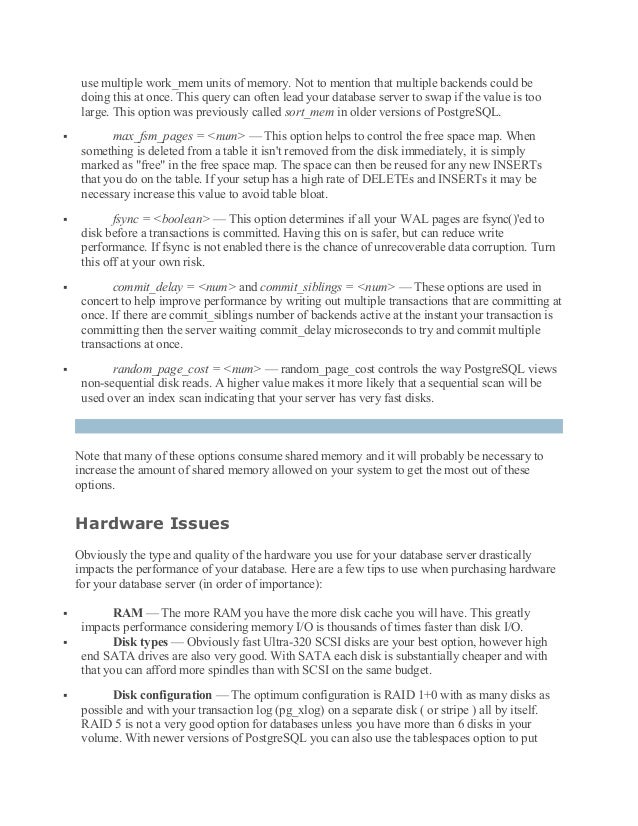 Quick Guide To Postgresql Performance Tuning