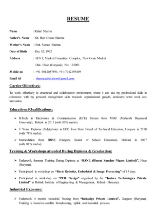 RAHUL RESUME | PDF