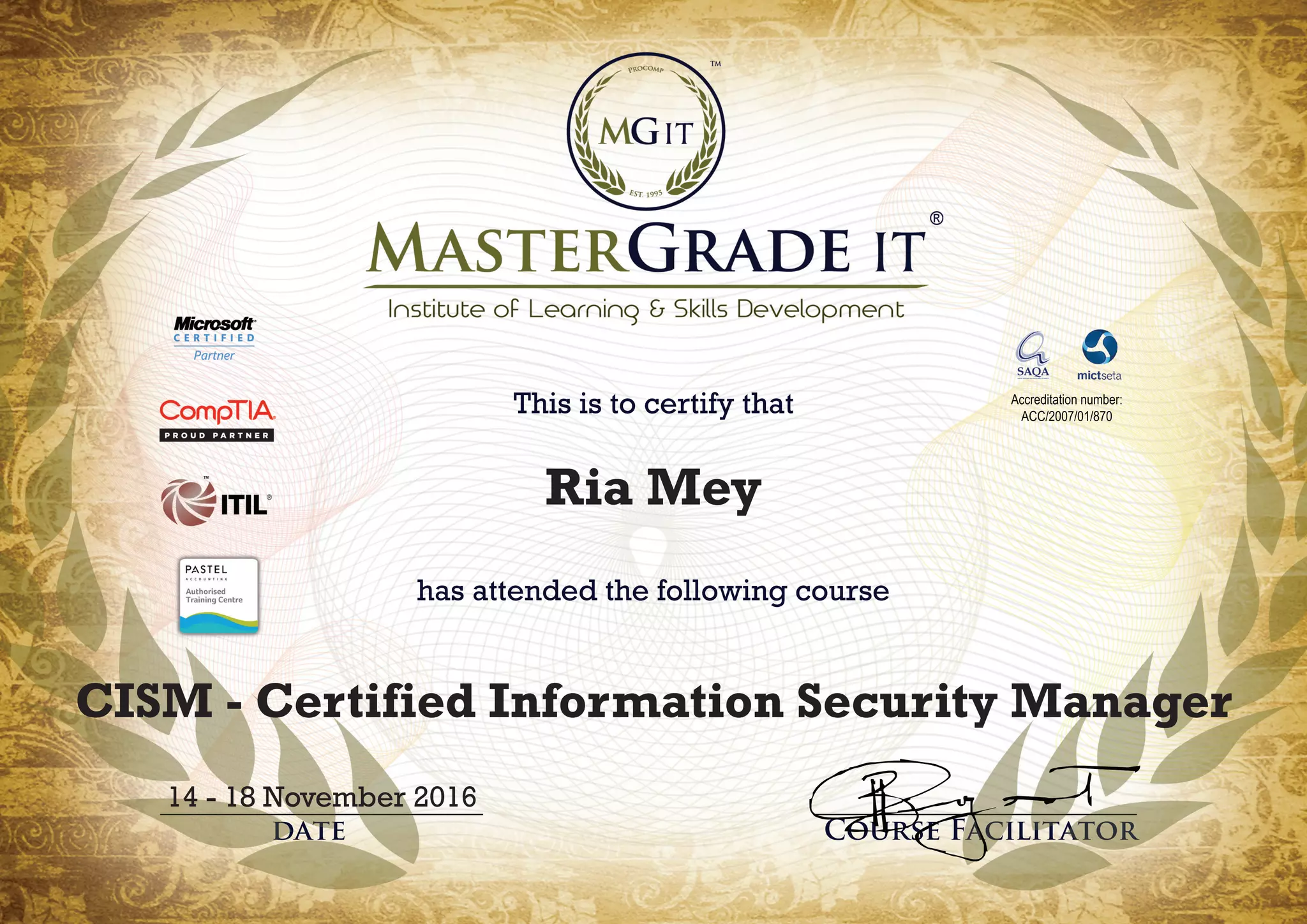 CISM Certificate | PDF