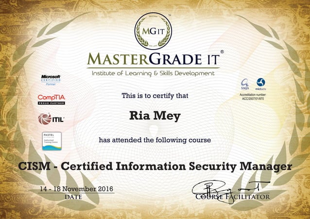 CISM Certificate | PDF