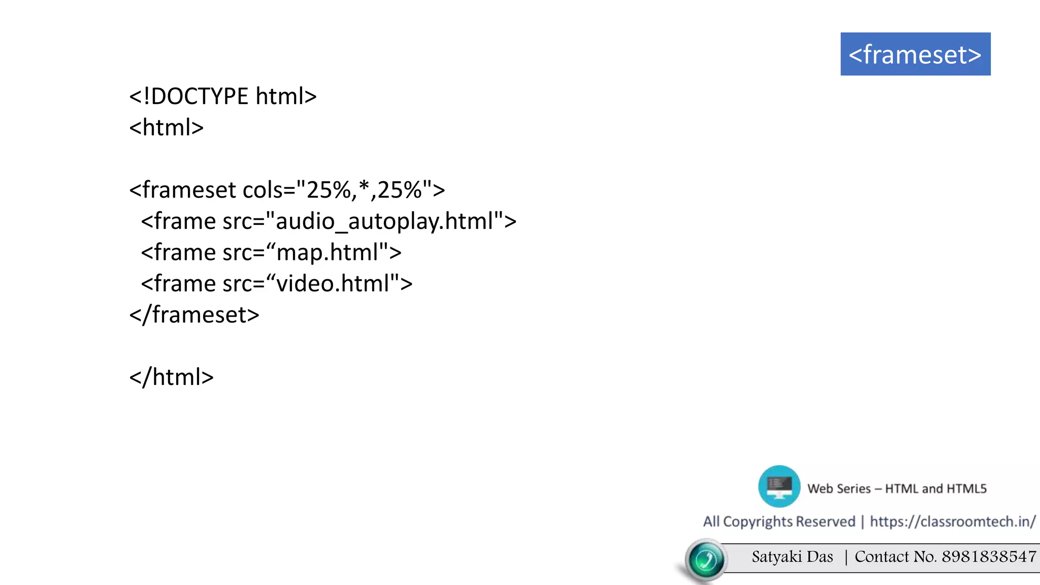 22 frameset | PPTX | Web Design and HTML | Internet