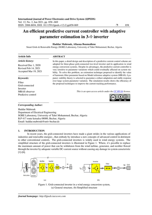 An efficient predictive current controller with adaptive parameter estimation in 3-ϕ inverter ...