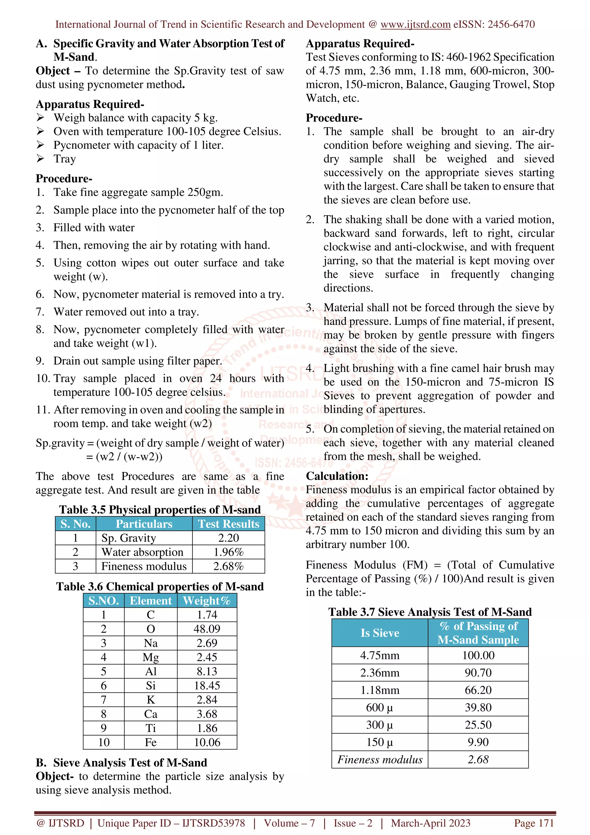 Investigating the Properties of Cement Concrete Containing M Sand as ...
