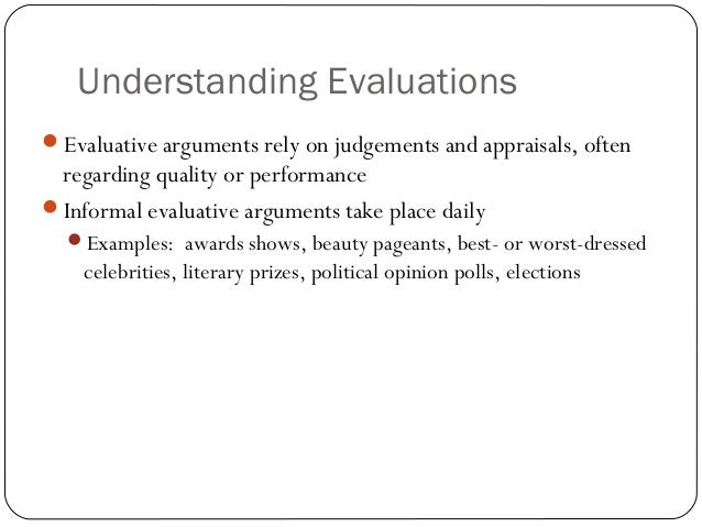 English 104: Arguments of Evaluation