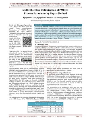 Multi Objective Optimization of PMEDM Process Parameter by Topsis Method | PDF