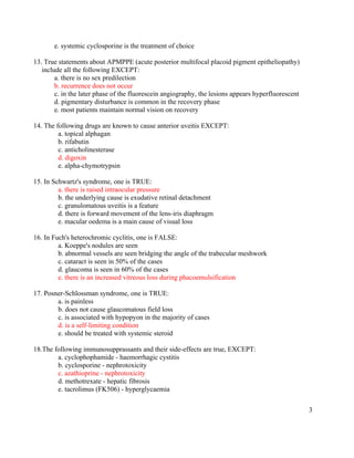22 Multiple Choice Questions (MCQS) - Uveitis 2009.doc