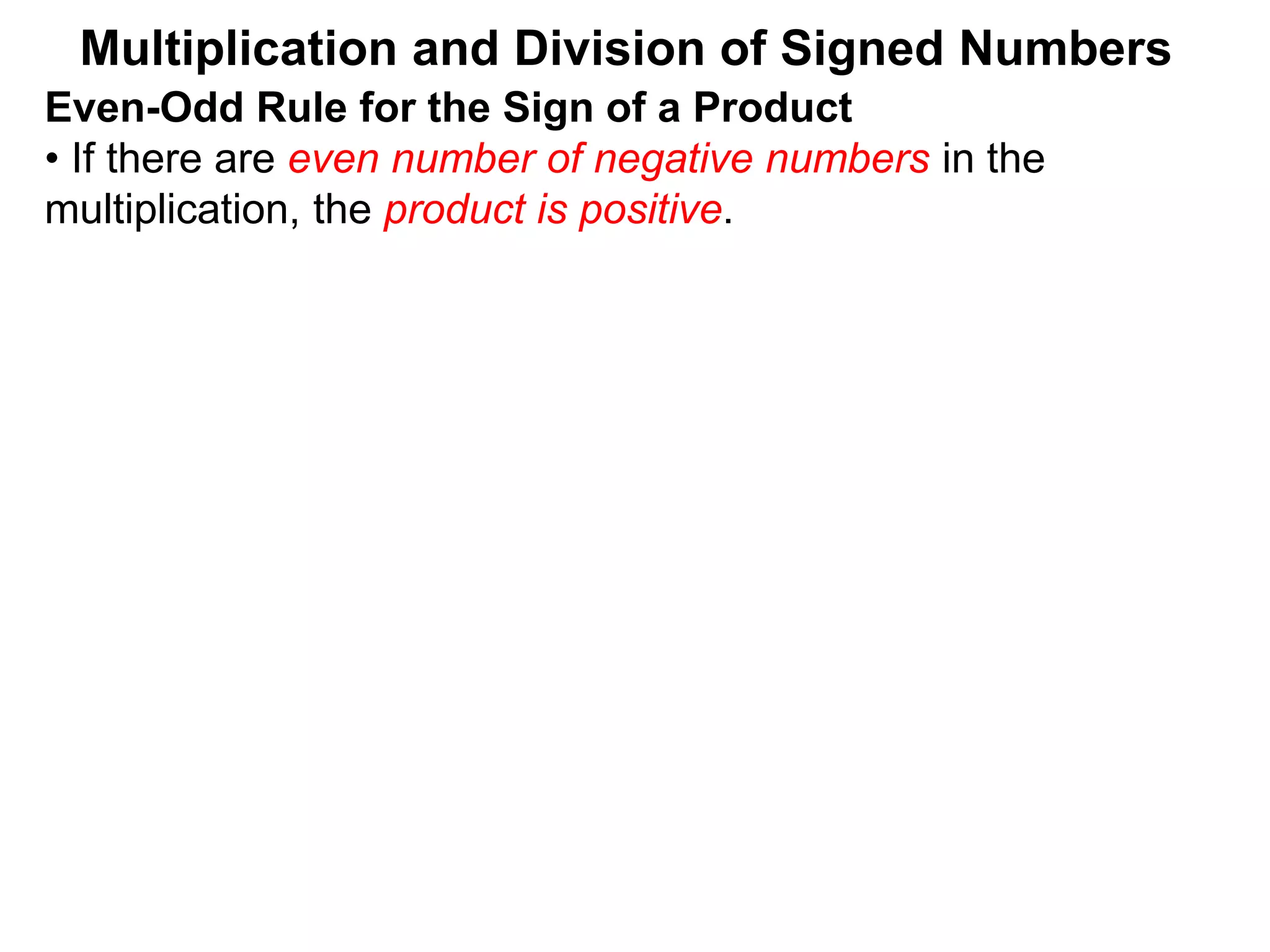 22 multiplication and division of signed numbers | PPTX