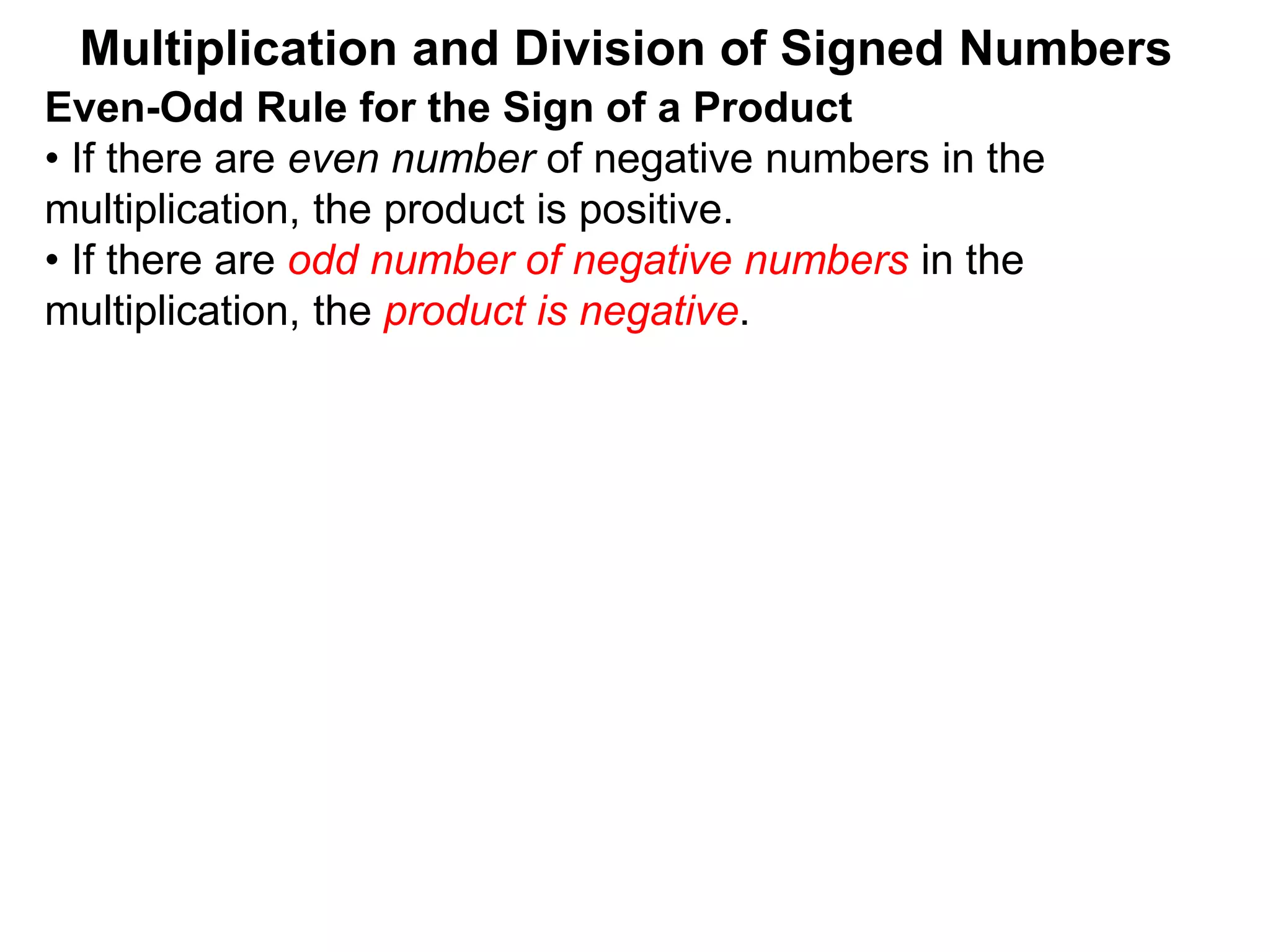 22 multiplication and division of signed numbers | PPTX