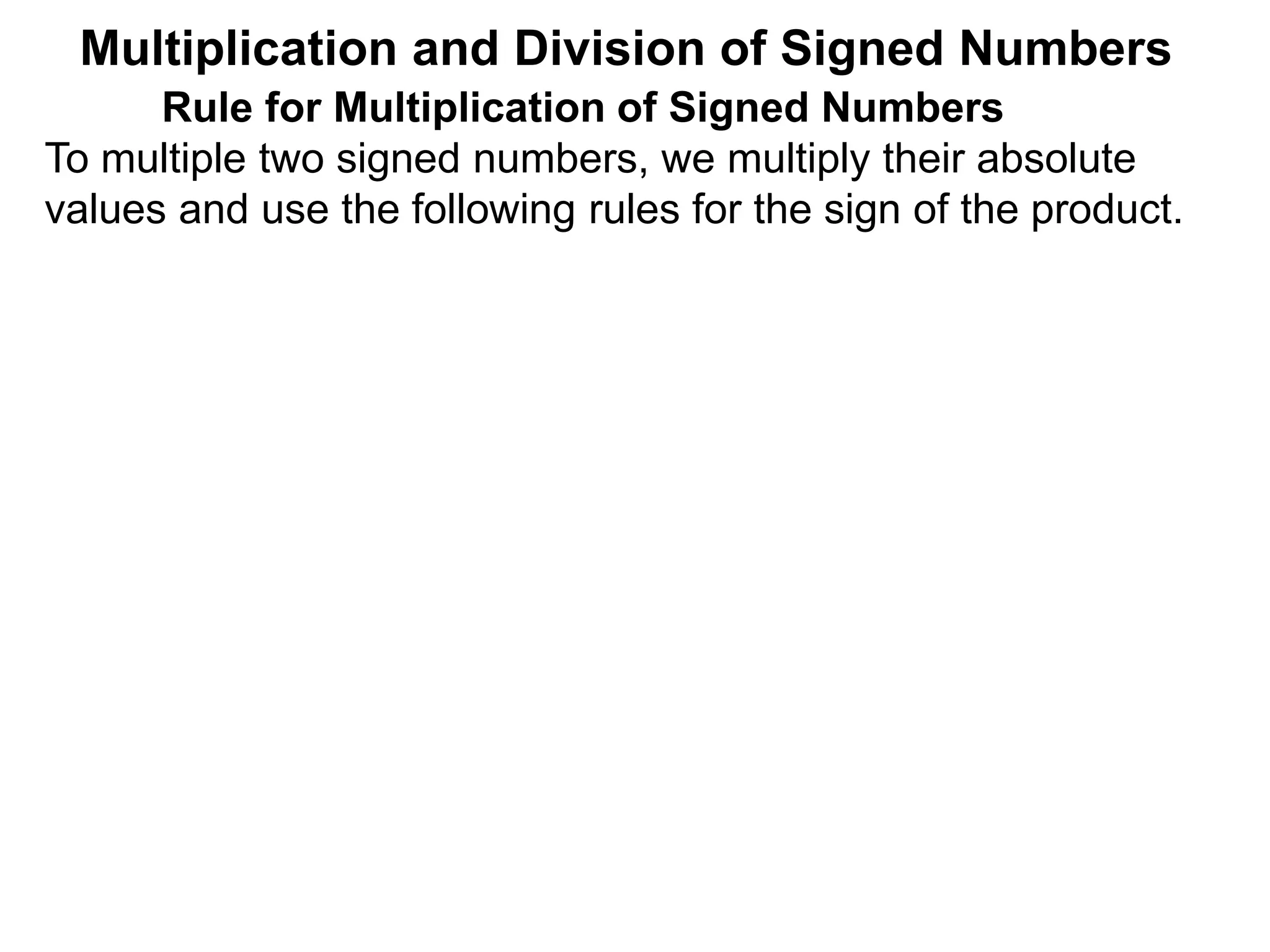 22 multiplication and division of signed numbers | PPTX