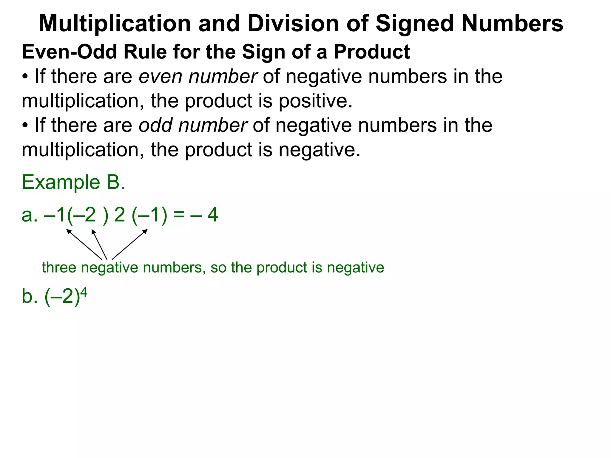 22 multiplication and division of signed numbers | PPTX
