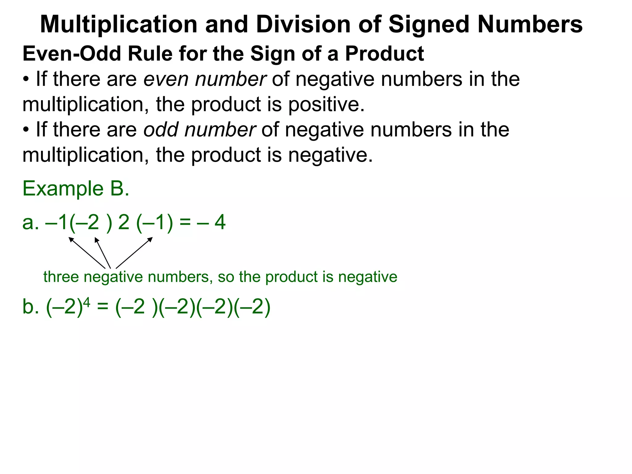 22 multiplication and division of signed numbers | PPTX