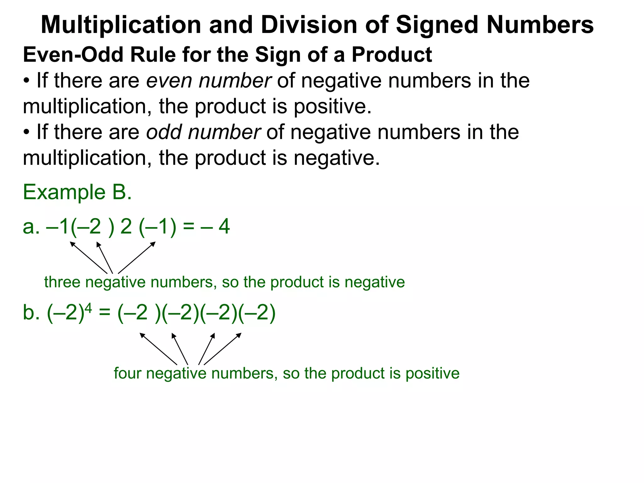 22 multiplication and division of signed numbers | PPTX