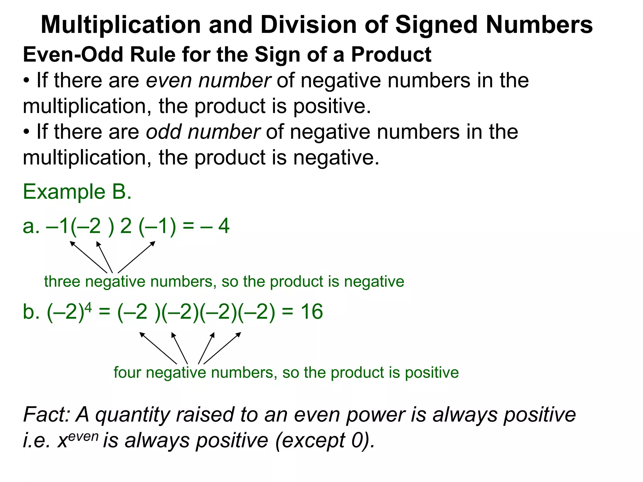 22 multiplication and division of signed numbers | PPTX