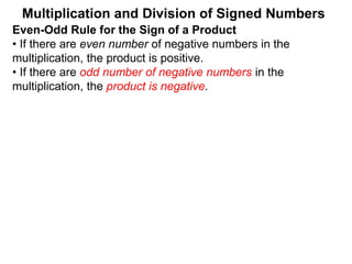 22 multiplication and division of signed numbers | PPTX