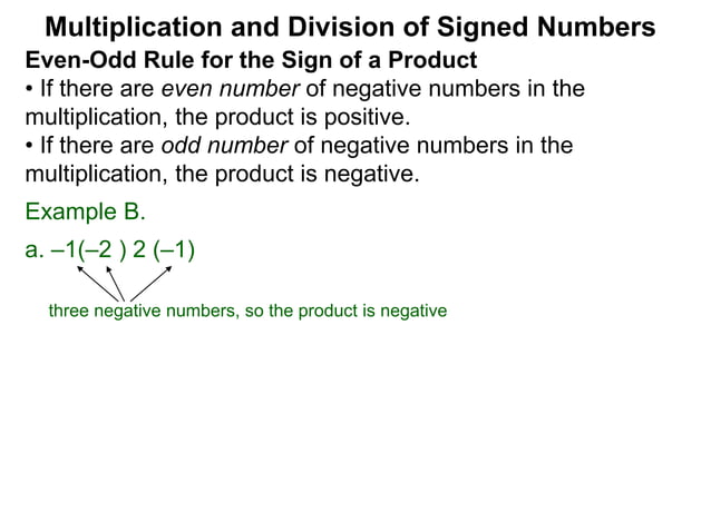 22 multiplication and division of signed numbers | PPT