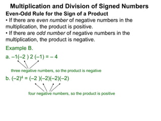 22 multiplication and division of signed numbers | PPTX