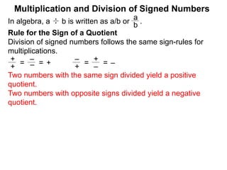 22 multiplication and division of signed numbers | PPTX