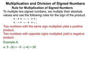 22 multiplication and division of signed numbers | PPTX
