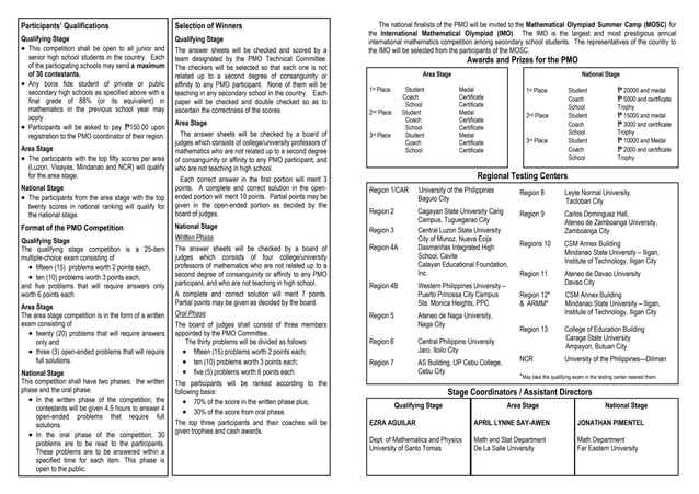 22nd-PMO-Brochure.pdf | Secondary Education | Education