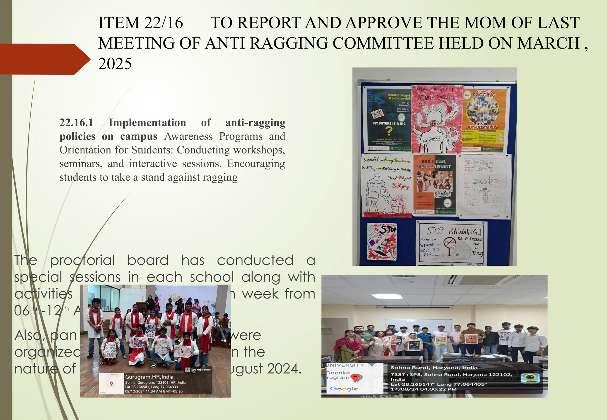 22nd ACM-ANTI RAGGING report as per ugc guidelines.pptx