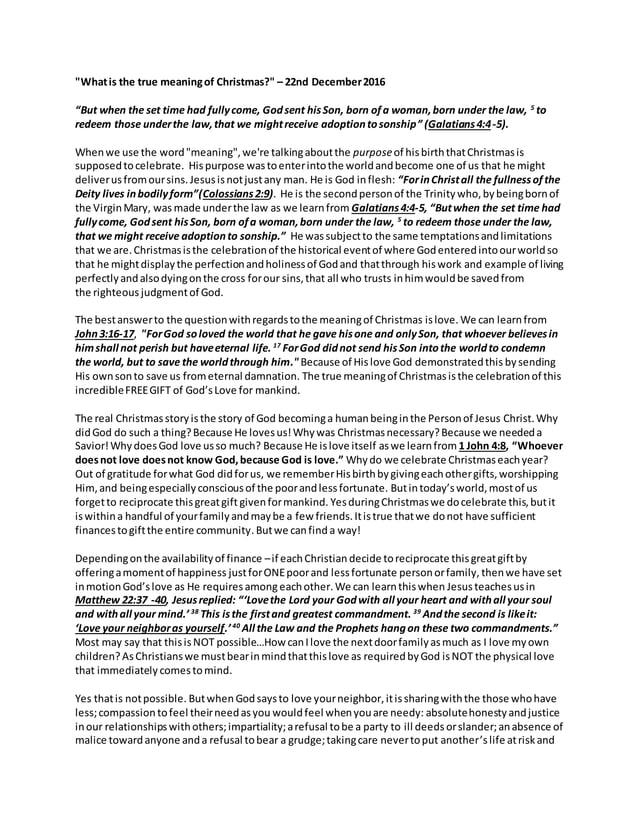 22nd December 2016 - What is the true meaning of Christmas | PDF