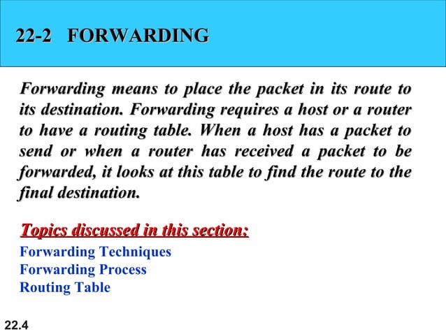 22 Network Layer_Delivery_forwarding_and_Routing | PPT | Internet | Computing
