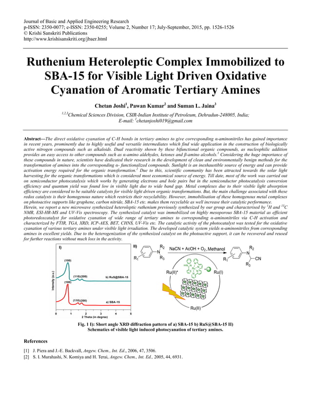 Ruthenium Heteroleptic Complex Immobilized to SBA-15 for Visible Light ...