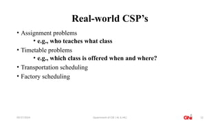 22PCOAM11 Unit 2: Session 10 CSP map coloring.pptx | Programming Languages | Computing