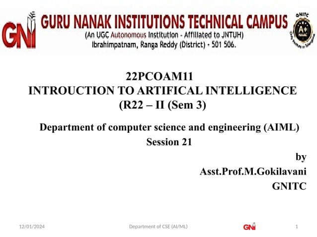 22PCOAM11 IAI Unit 4 Session 21 Graphplan algorithm.pptx