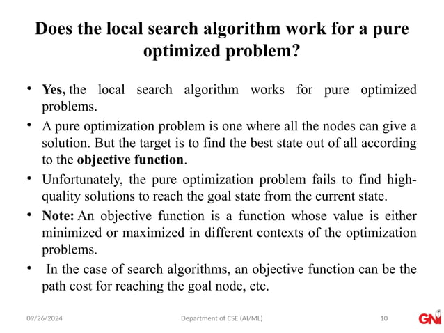 22PCOAM11 Session 6 local search in continuous space.pptx | Geography ...