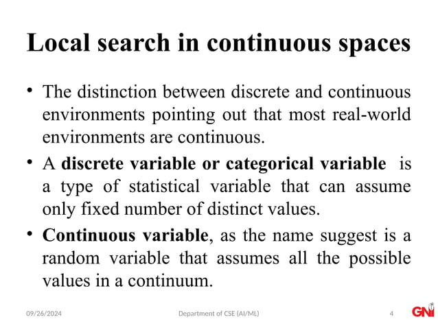 22PCOAM11 Session 6 local search in continuous space.pptx | Geography ...