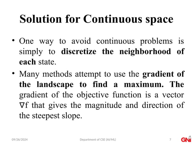 22PCOAM11 Session 6 local search in continuous space.pptx | Geography ...