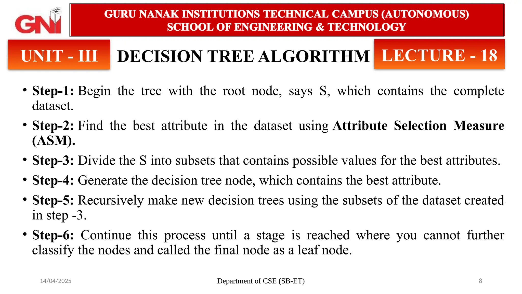 22PCOAM16 ML Unit 3 Session 18 Learning with tree.pptx