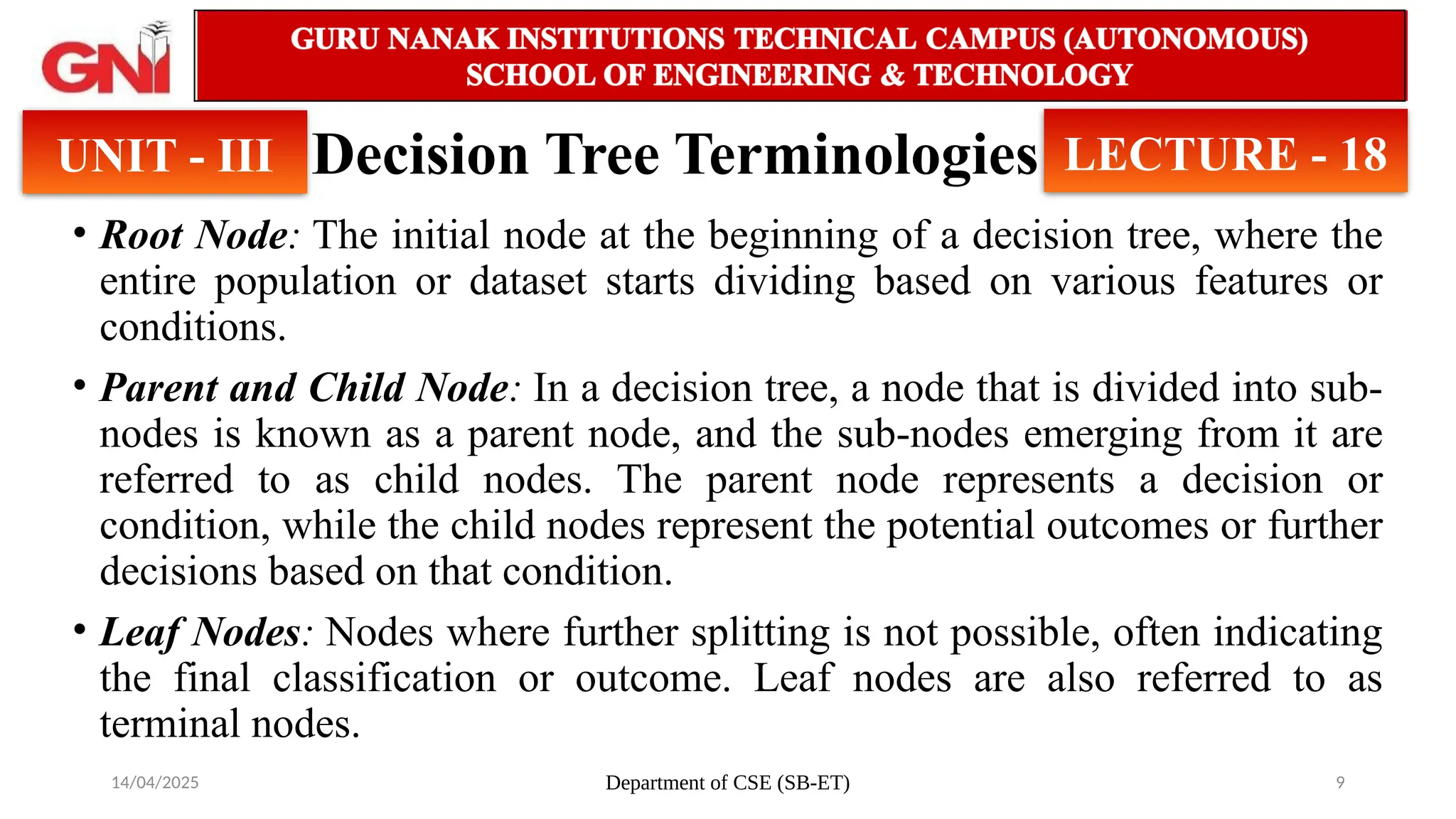22PCOAM16 ML Unit 3 Session 18 Learning with tree.pptx
