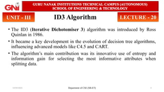 22PCOAM16 ML Unit 3 Session 20 ID3 Algorithm and working.pptx