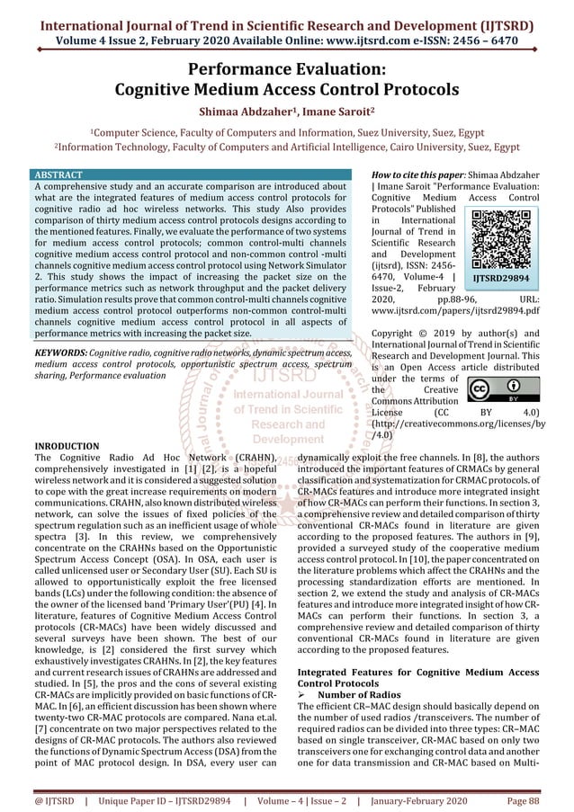 Performance Evaluation Cognitive Medium Access Control Protocols Pdf