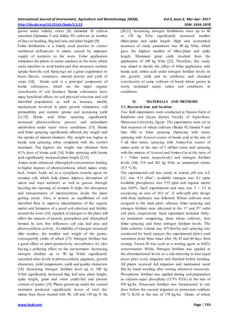 Physiological Role of Humic Acid, Amino Acids and Nitrogen Fertilizer ...