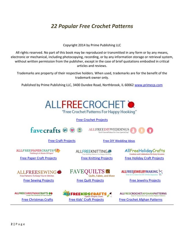 22 popular free crochet patterns | PDF