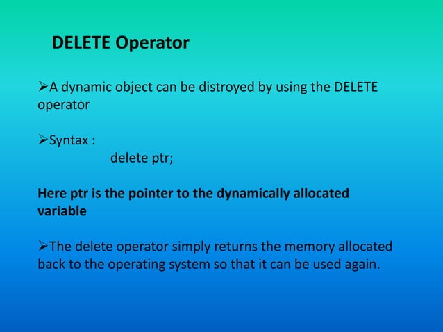 Dynamic Objectspointer To Functionarray And Pointercharacter String Processing Ppt