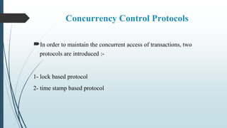 Overview of Concurrency Control & Recovery in Distributed Databases | PPTX