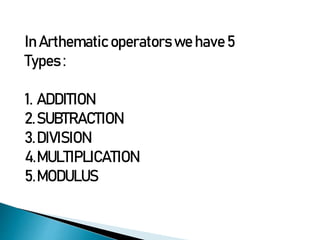 Arithmetic operators | PPT